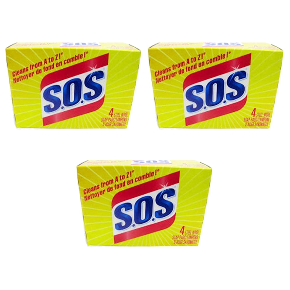 SOS Steel Wool Soap Pads (4 In 1 Pack) (Pack of 3) | Walmart Canada