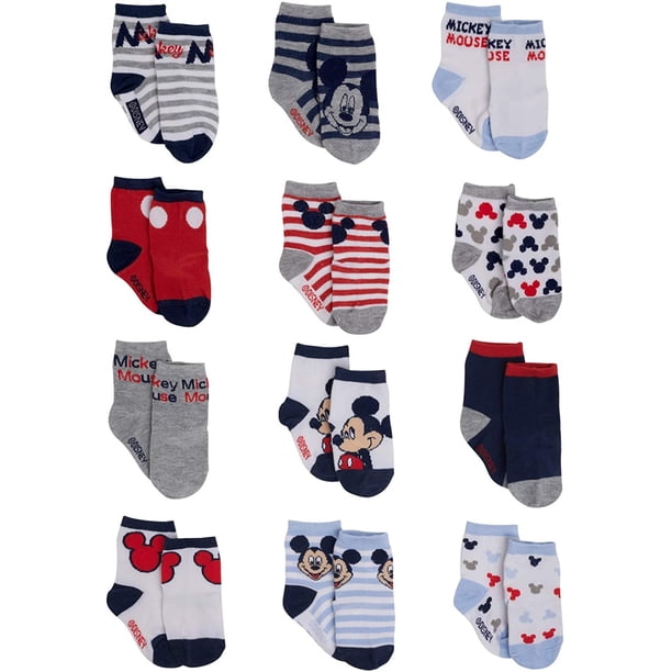 Disney Baby Boys’ Socks - 12 Pack Mickey Mouse, Winnie The Pooh, Lion ...