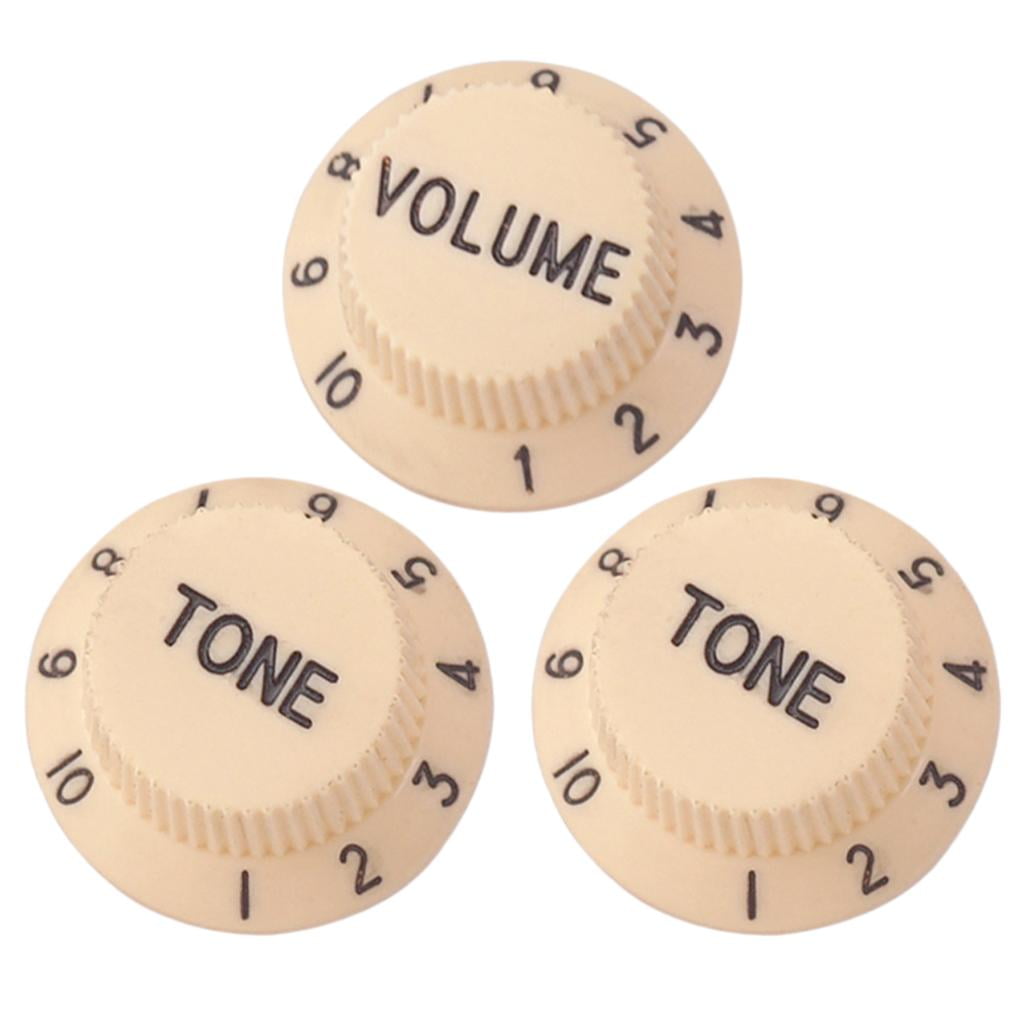1 Volume & 2 Control Switch Knobs for ST Sq Electric Guitar Parts Beige ...