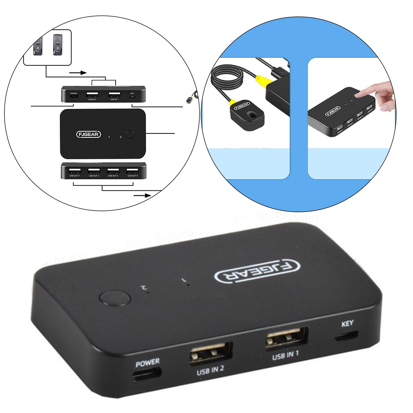 Switch Selector USB 2.0 Peripheral Device 4 Port 2 Switcher Hub for PC ...