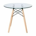 LeisureMod Dover Round Bistro Clear Glass Top Dining Table With Eiffel ...