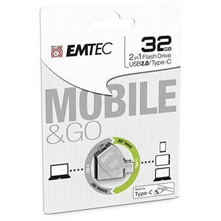 Emtec ECMMD32GT252C 32 GB USB 2.0 Dual Type-C T250C Flash Drive ...
