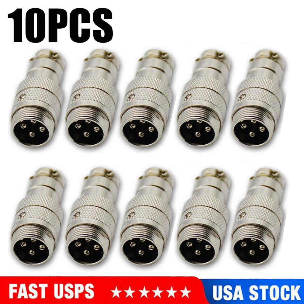 10 PCS 4 Pin Ham & CB Radio MIC Microphone Connector Male Plug Solder ...