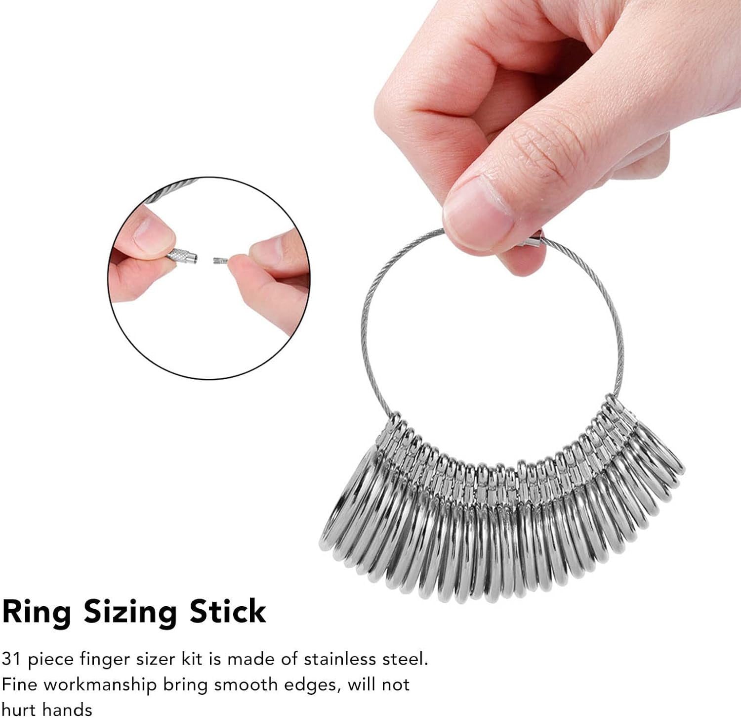 Ring Resizer 2-Pack Ring Sizer Kit - US Sizes 1-17 With Magnifying Lens ...
