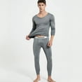 Men's Winter Thermal Underwear Set, Fleece-Lined Thin V-Neck Cationic ...