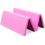 Costway 4'x6'x2'' Gymnastics Mat PU Thick Folding Panel Gym Pink ...