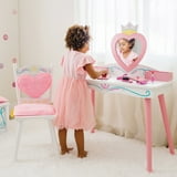 Wildkin Kids Princess Wooden Vanity Table and Chair Set for Girls ...