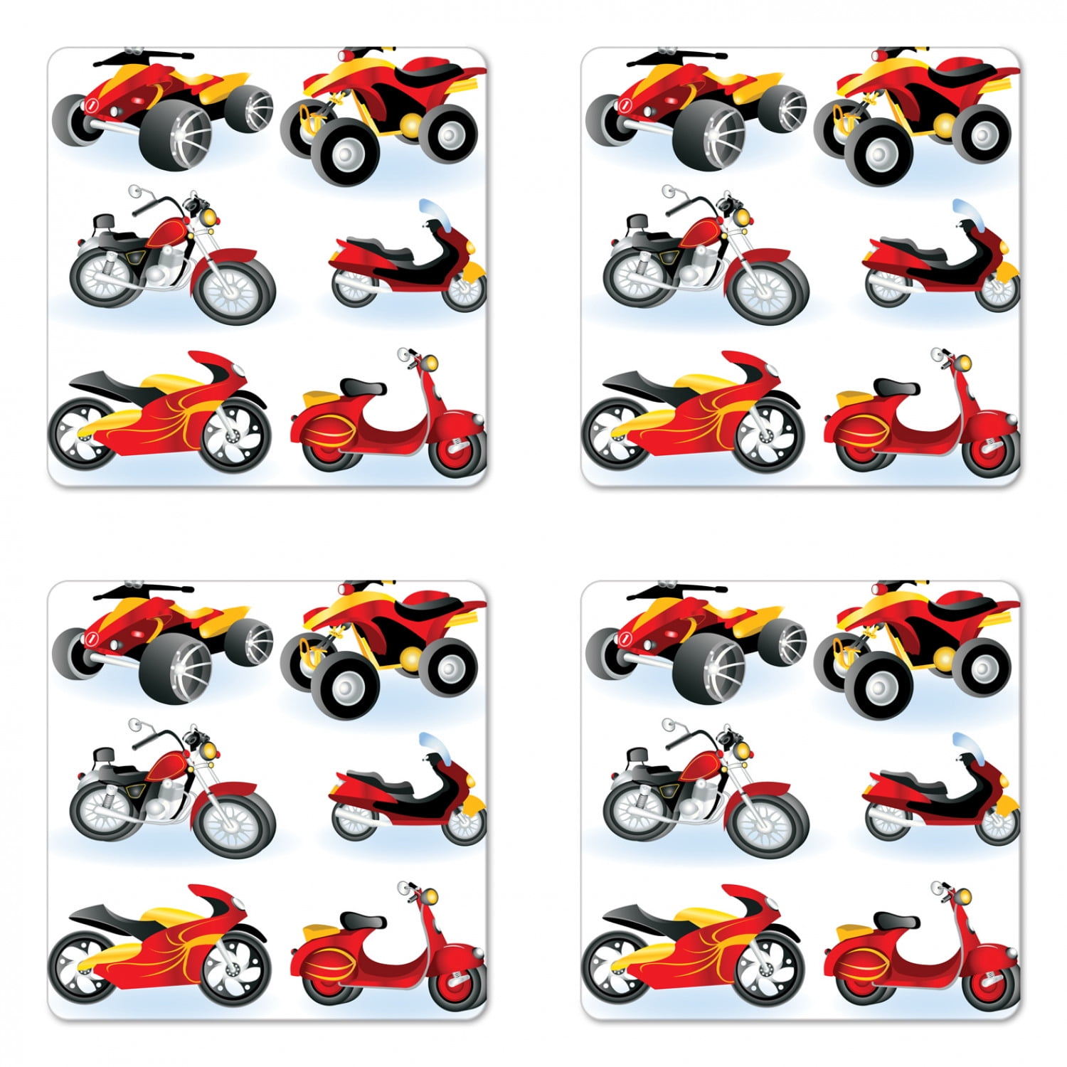 Motorcycle Coaster Set of 4, Motorcycles Sportsman Competition ...