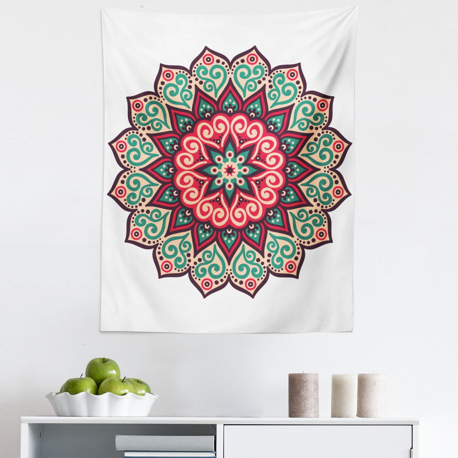 East Tapestry, Vintage Style Traditional Round Motif with Swirly Floral ...