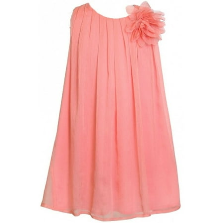 BluNight Collection - Little Girls Chiffon Pleated Neckline A Line ...