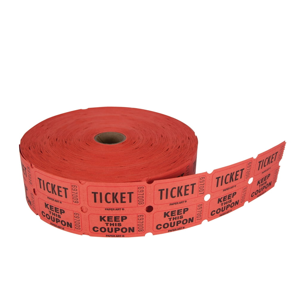 Red, Orange, Teal, Blue Single Color 50/50 Ticket Roll, 2000 Tickets ...