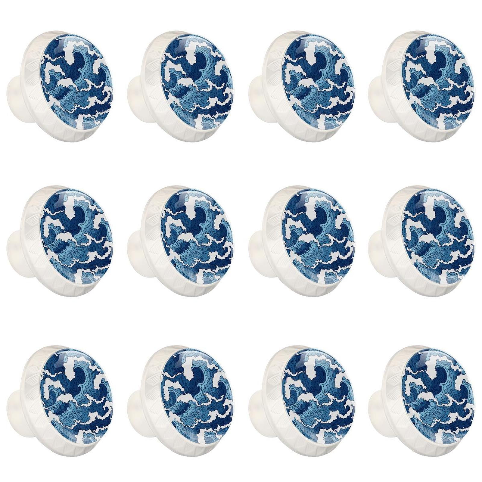 12 Pcs Abstract Blue Wave Knobs for Kitchen Cabinet Cupboard Dresser ...