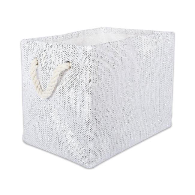 11 x 10 x 9 in. Lurex Paper Rectangle Storage Bin, White & Silver ...