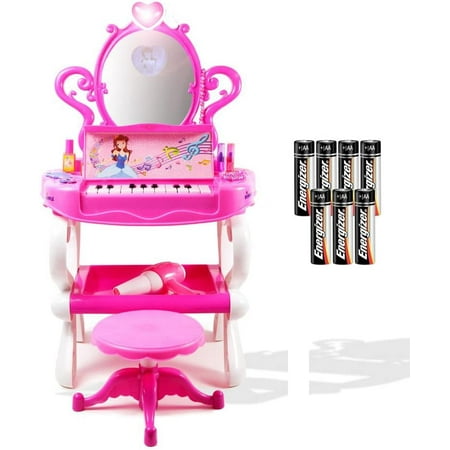 Girls Princess Toy Vanity Set with Piano Keyboard Sounds & Flashing ...