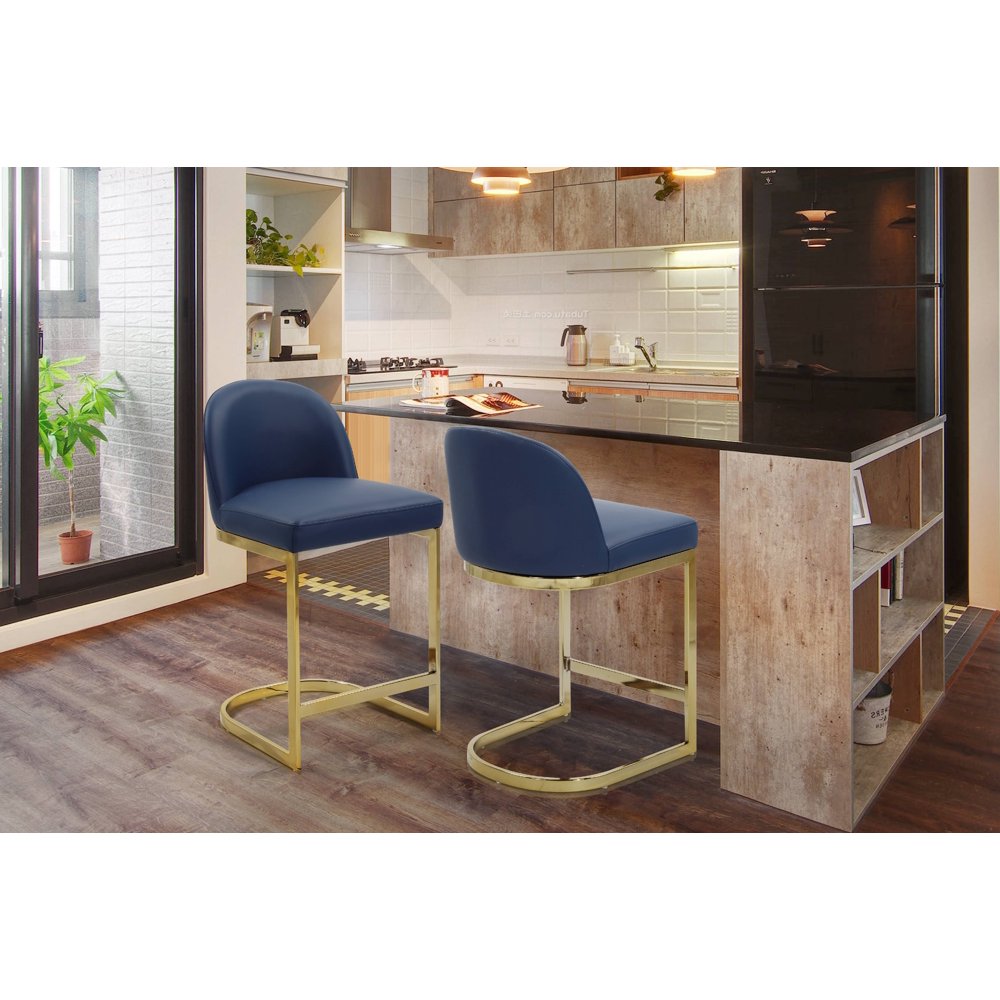 Chic Home Airlie PU Leather Upholstered Half-Moon Counter Stool ...