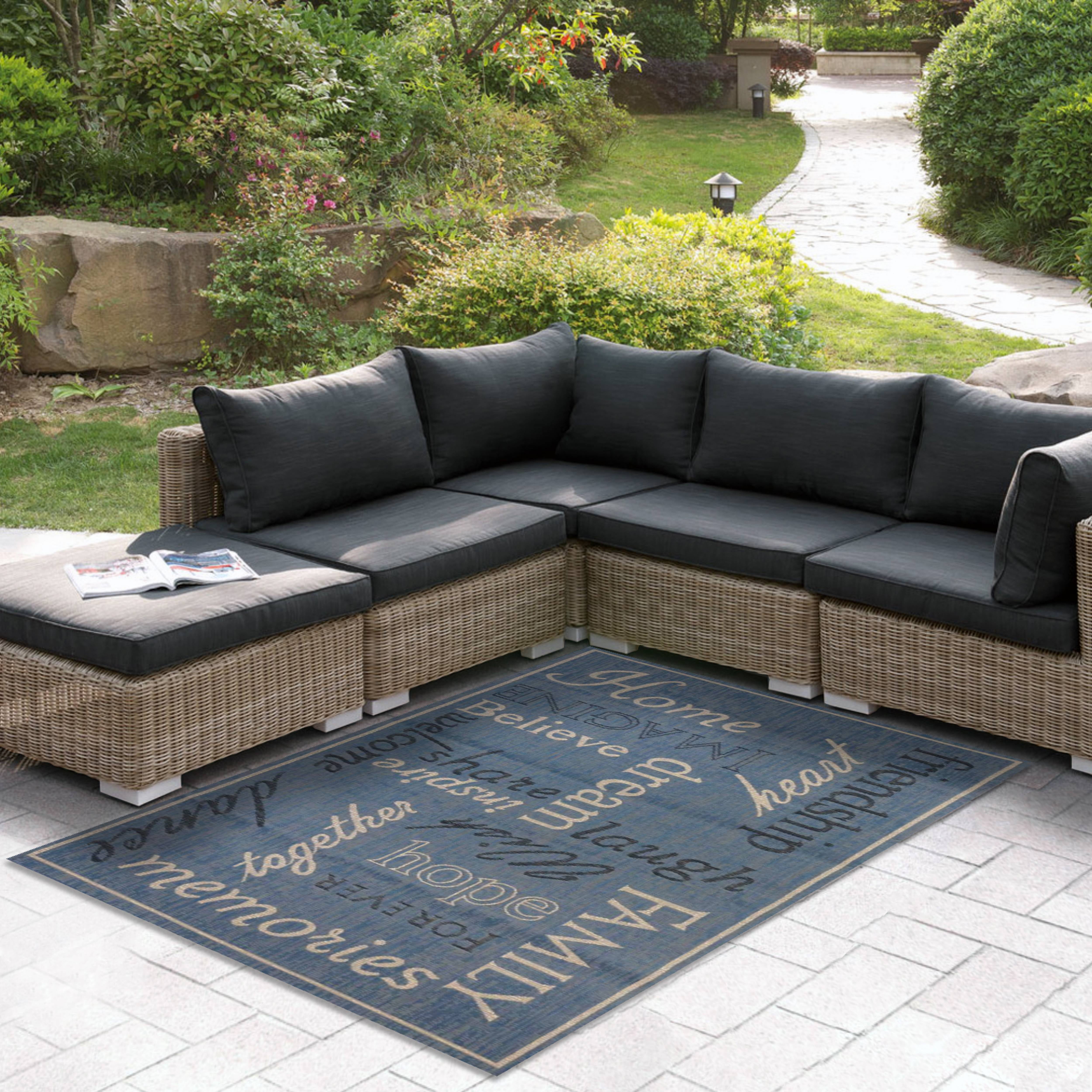 Home Blue Indoor/Outdoor Rugs Flatweave Contemporary Patio, Pool, Camp ...