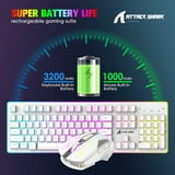 2.4G Wireless Gaming Keyboard&Mouse, Type C/USB Dual Receiver, RGB LED ...