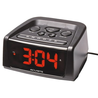 Sharp LED Digital Alarm Clock, Swivel Base, Silver Case, Red Display ...