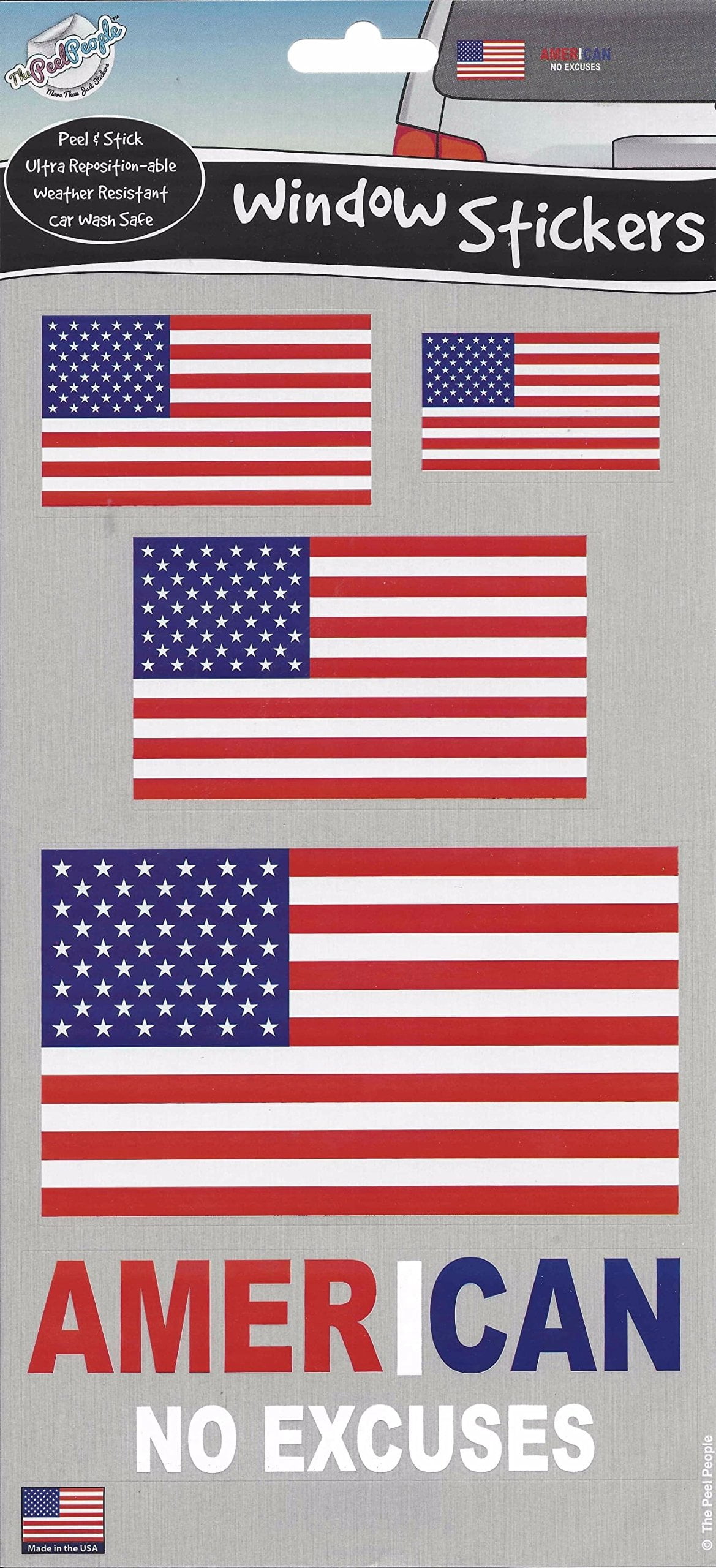 Auto Window Stickers - American No excuses and Flag (5 Stickers ...