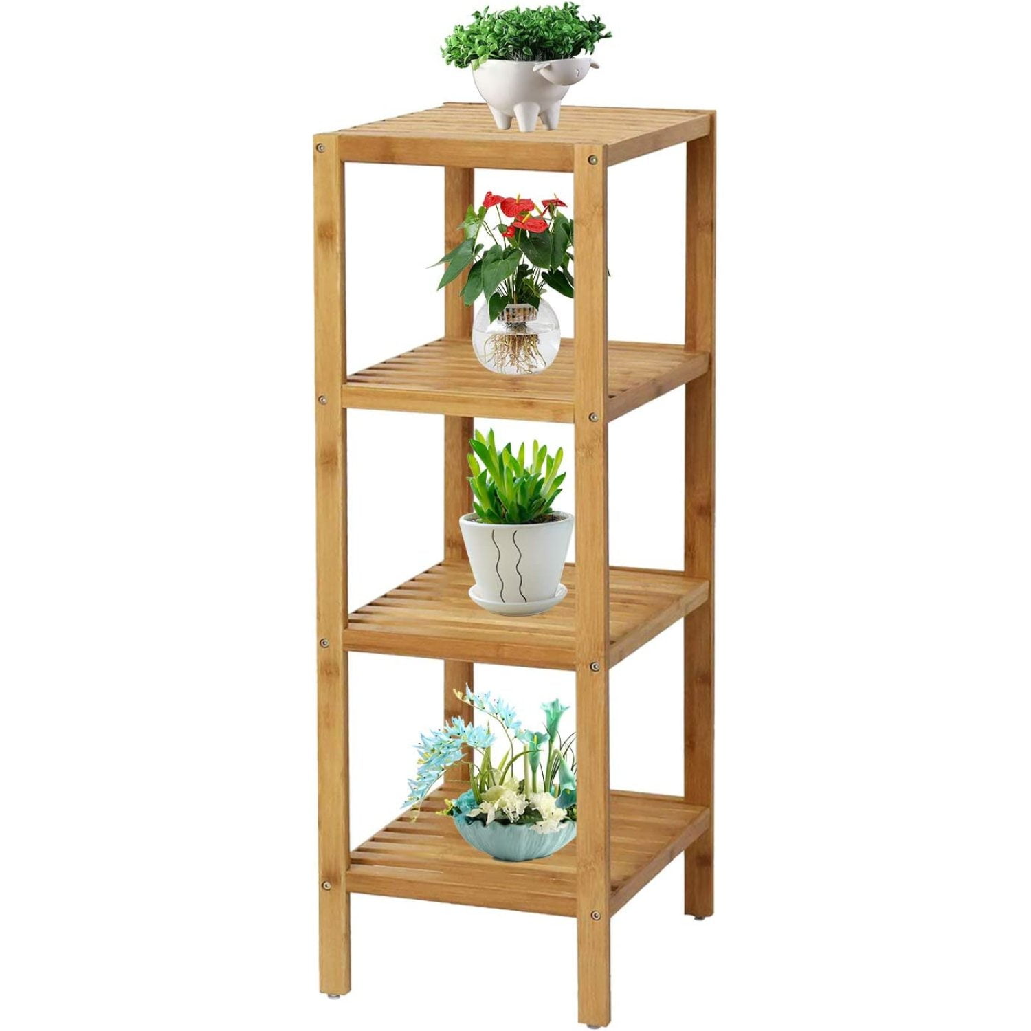 Bamboo Shelf, Bathroom Shelf Organizer, Flower Plant Stand, Corner ...