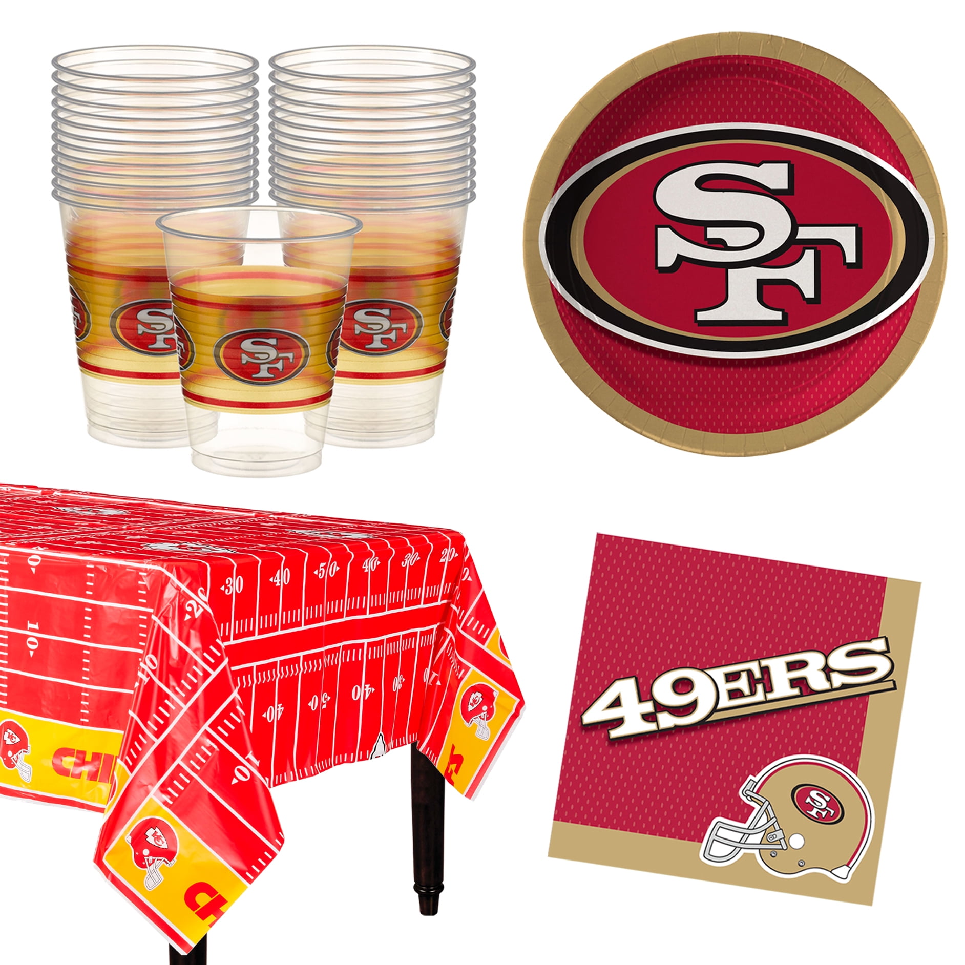 San Francisco 49ers Plates Napkins Cups Table Cover 8 Guest Party ...