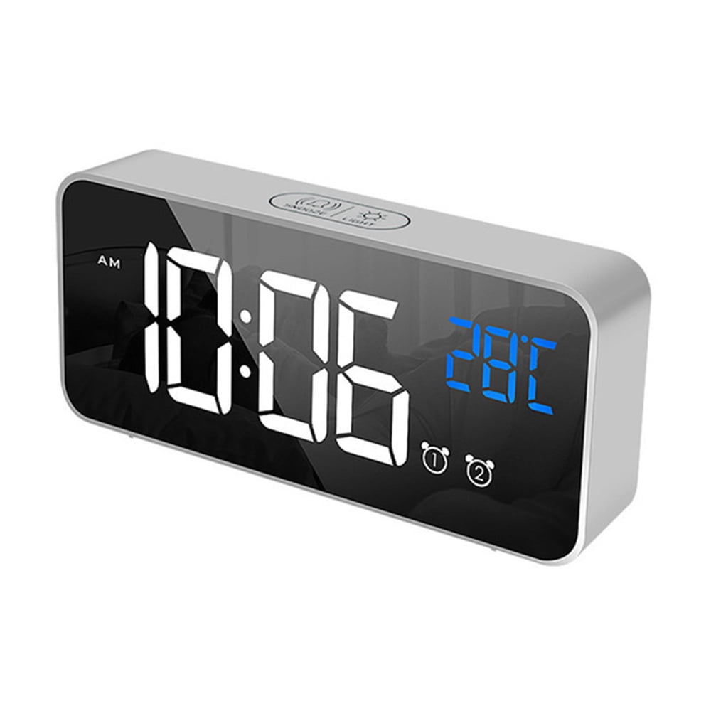 Touch Digital Alarm Clock, Mirror Led Clock With 2 Alarm Clocks, Voice ...