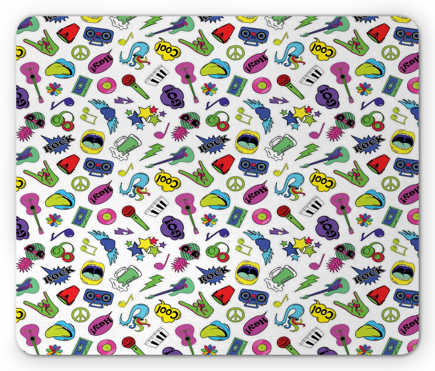 Emoji Mouse Pad, Colorful Fun Music Themed Pattern with Instruments ...