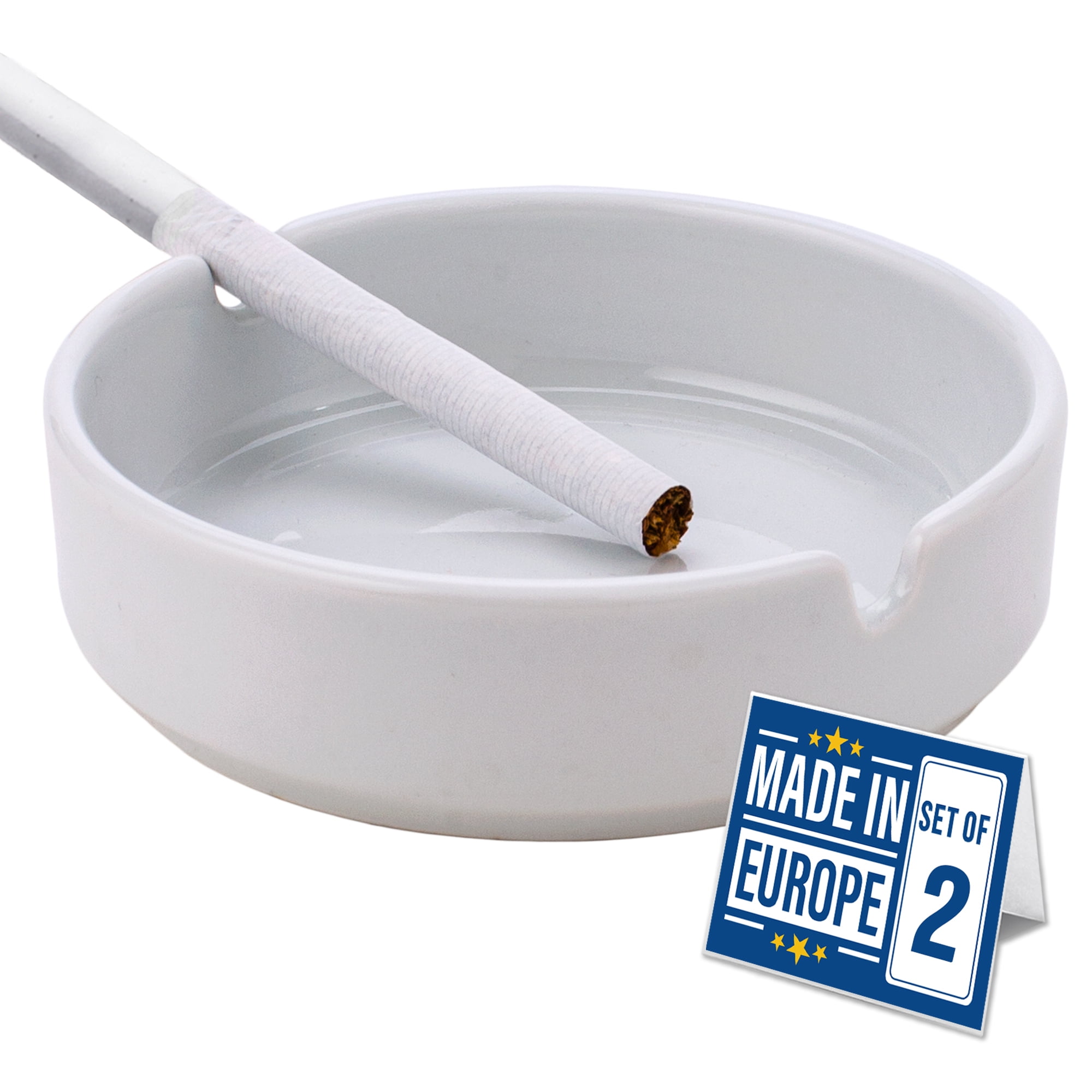 CRYSTALIA Ashtrays for Cigarettes, Round Ceramic Holder for Tabletop ...