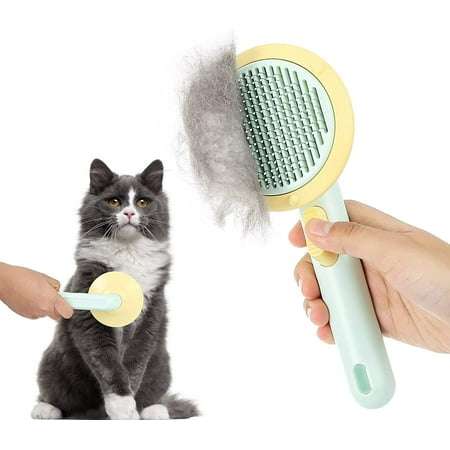 Cat and Dog Brush, Self-Cleaning Dead Hair Brush with Smooth Handle and ...