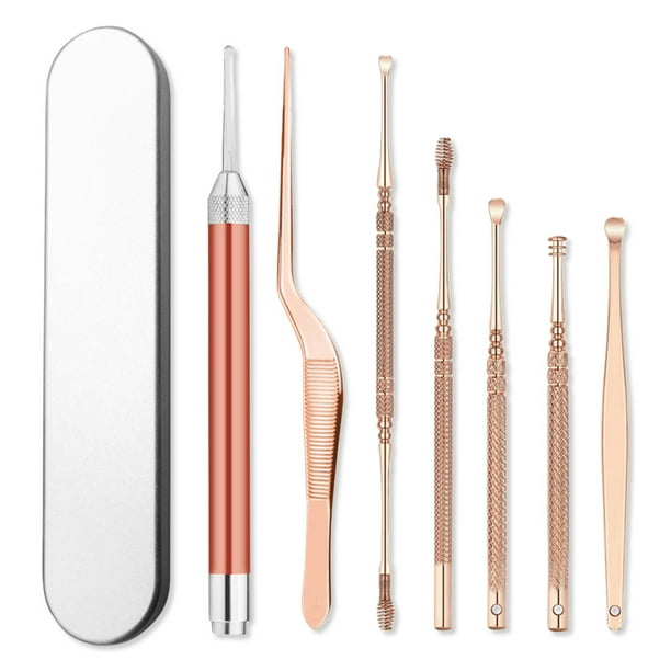 7 Pieces Handheld Earpicks with Storage Case Spring Spiral Lighted Ear ...