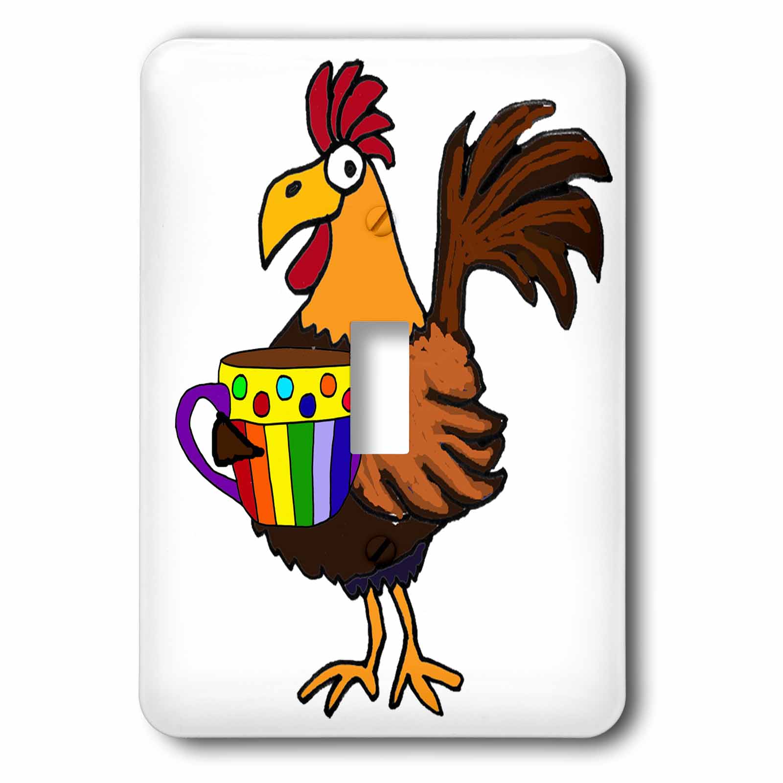 3dRose Funny Funky Rooster Drinking Cup of Coffee Pop Art - Single ...