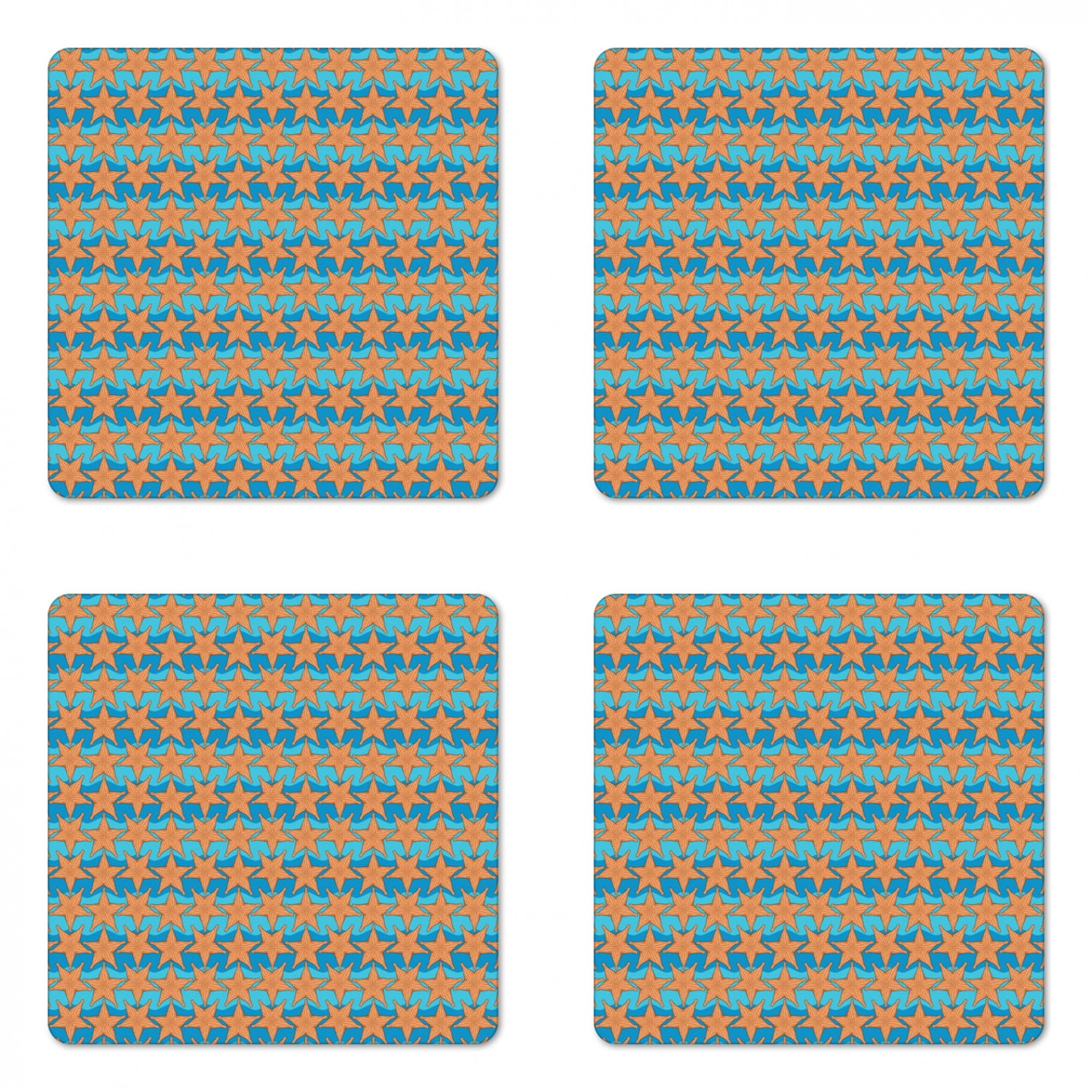 Summer Coaster Set of 4, Starfish Holiday Underwater Sea Beach Animals ...