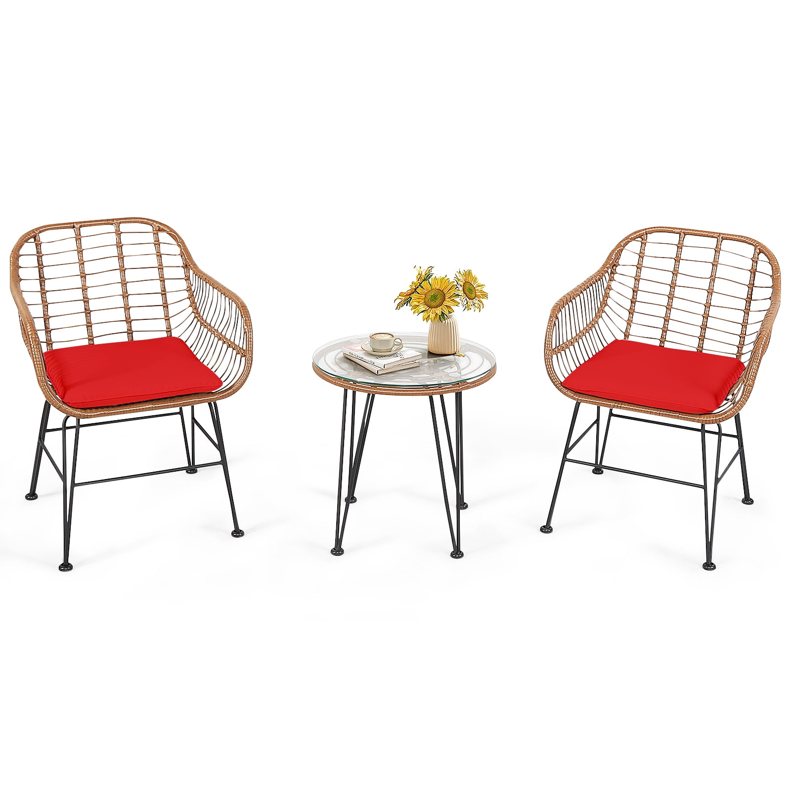 Click here for Patiojoy 3 Pcs Patio Rattan Furniture Set With Rou... prices