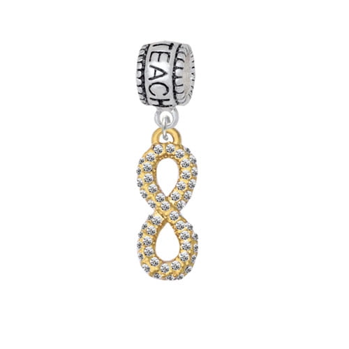 Crystal Gold Tone Infinity Sign - Love 2 Teach Charm Bead - Walmart.com