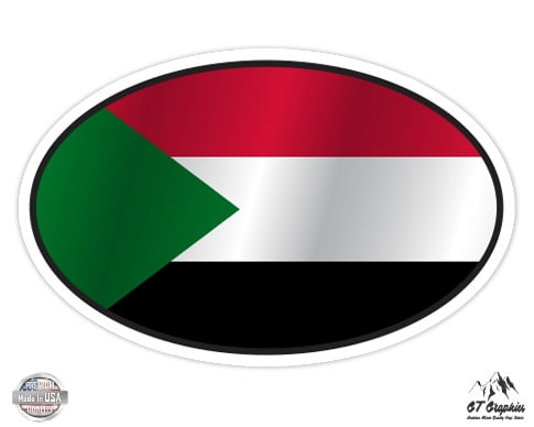 Sudan Flag Oval - 7" Vinyl Sticker - For Car Laptop I-Pad - Waterproof ...