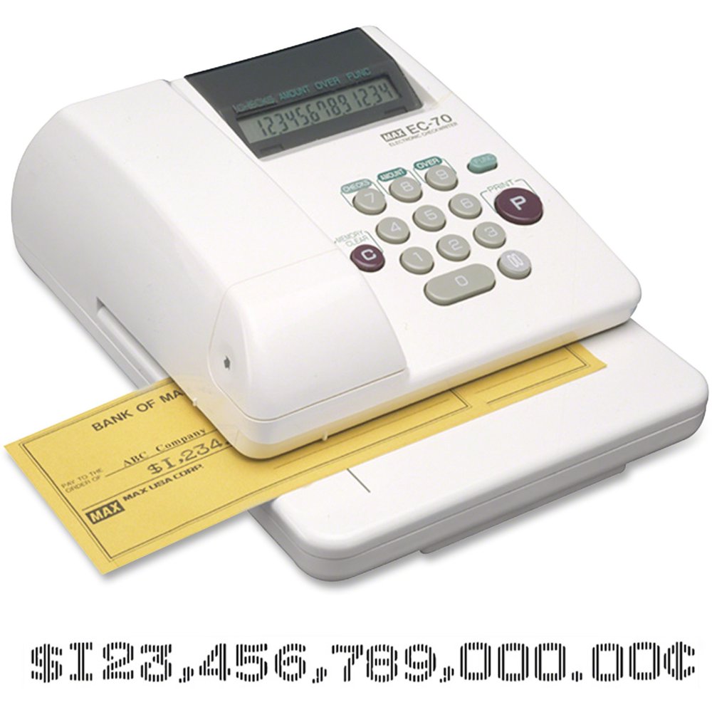 MAX MXBEC70 14 digit Print Electronic Check Writer 1 Each Cream max-mxbec70-14-digit-print-electronic-check-writer-1-each-cream