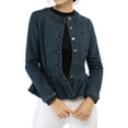 INSPIRE CHIC Women's Denim Jacket Button Down Peplum Hem Long Sleeve Cropped Washed Jean Jacket ...
