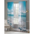 Coastal Beach Sheer Curtains 84 Inch Length 2 Panels Set, Blue Ocean ...