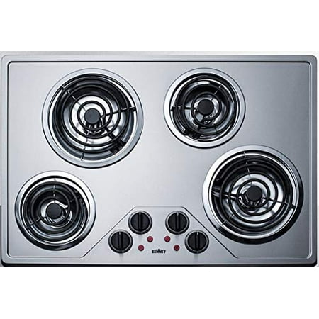Summit CR430SS 30 Electric Cooktop with 4 Coil Elements Upfront Control ...