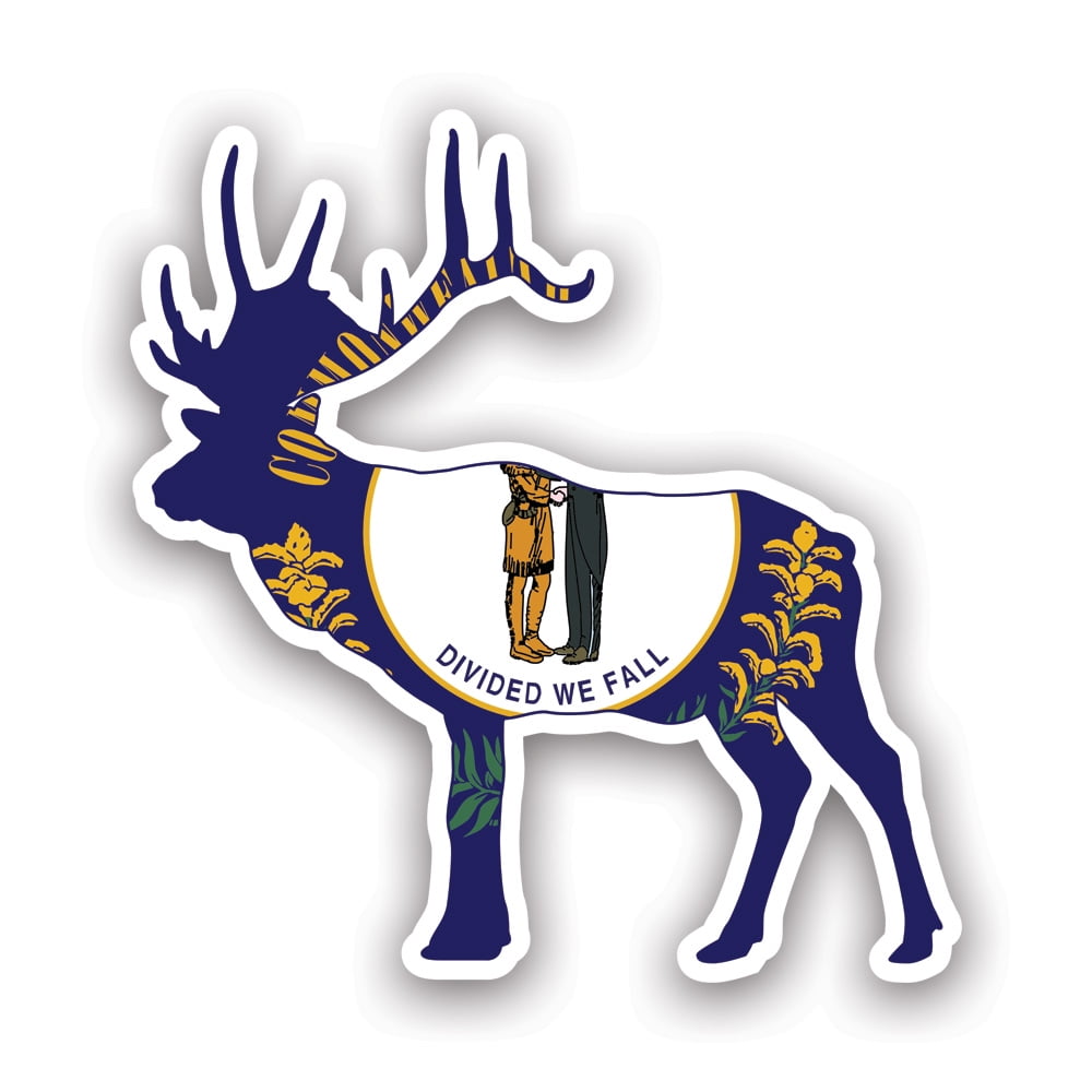 Kentucky Deer Shaped Flag Sticker Decal - Self Adhesive Vinyl ...