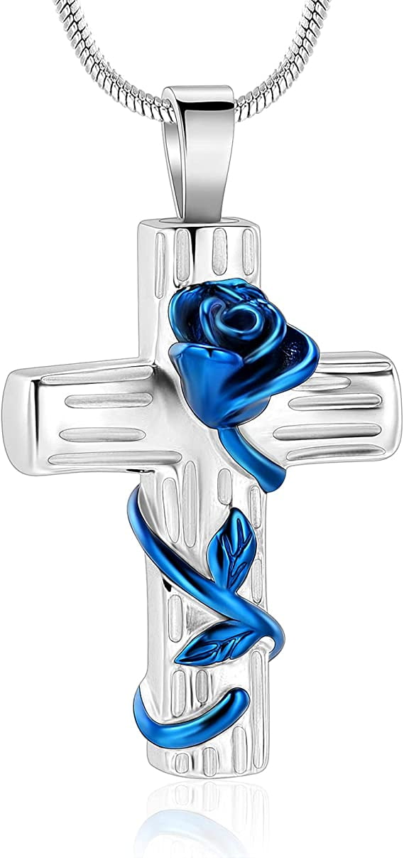 Rose Cross Cremation Jewelry for Ashes Urn Necklace Lockets for Human ...