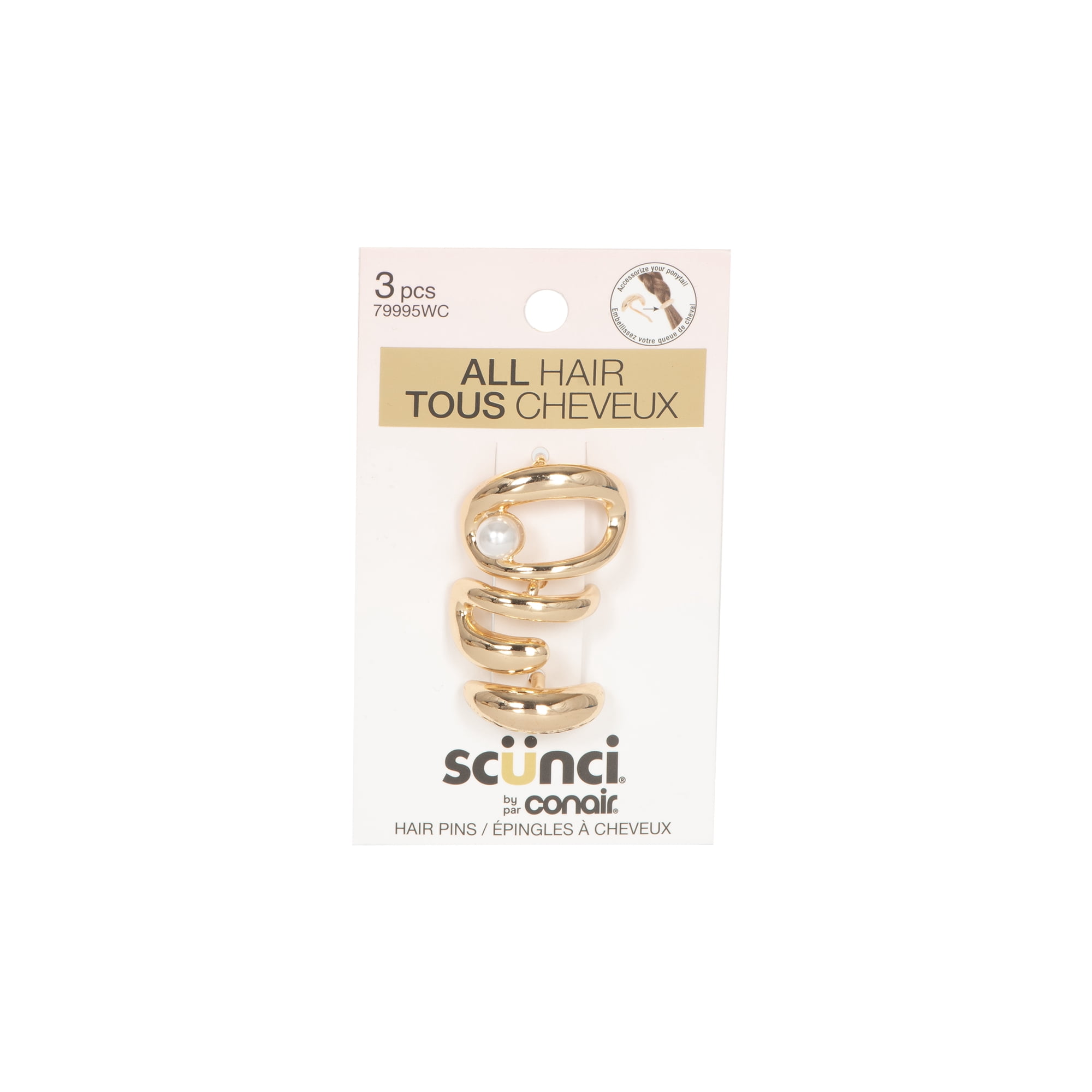 Click here for Scunci By Conair Scunci 3 Pk Gold Oval Cuff Pins prices