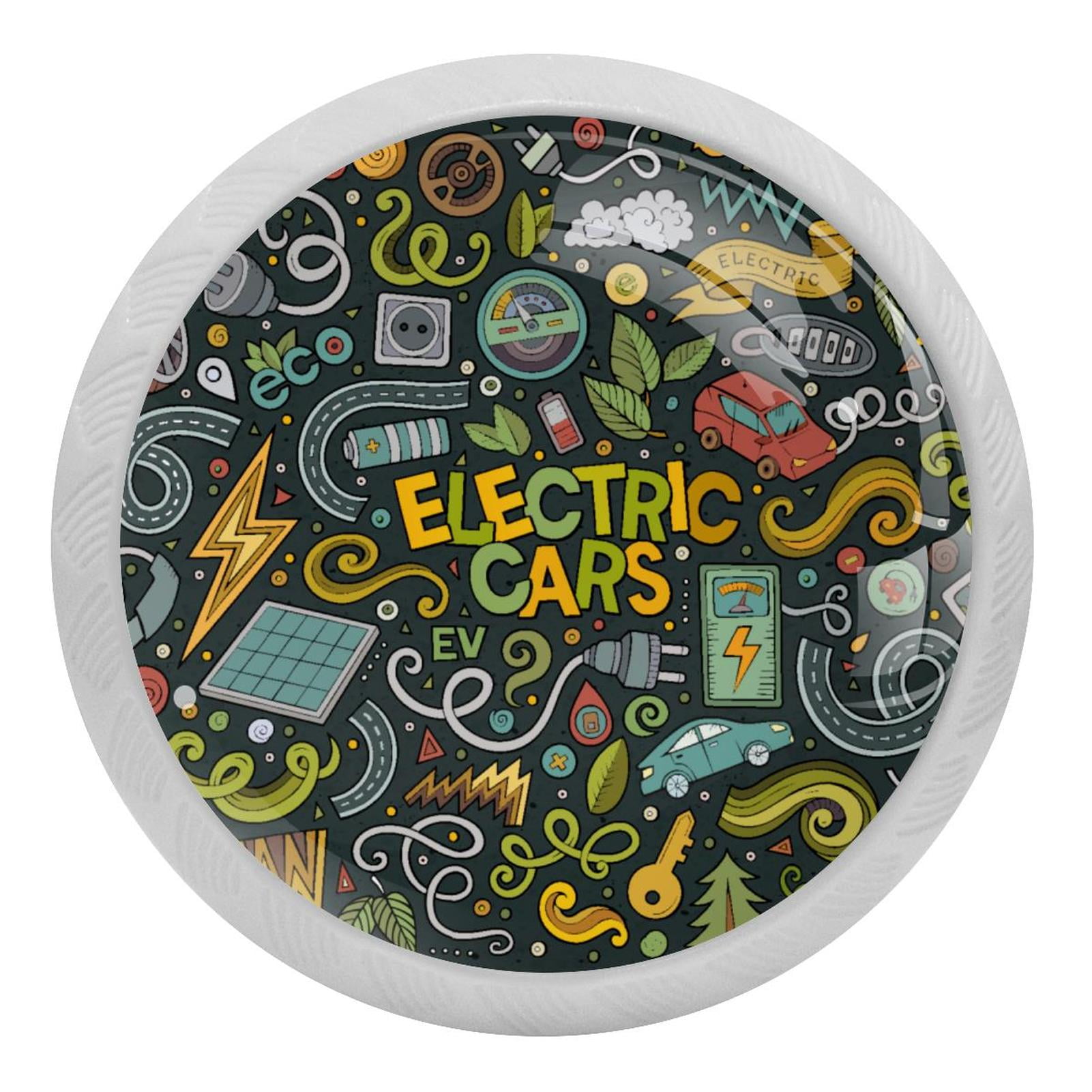 4PCS Round Doodle Cartoon Cabinet Fluorescence Knob Glowing in the Dark ...