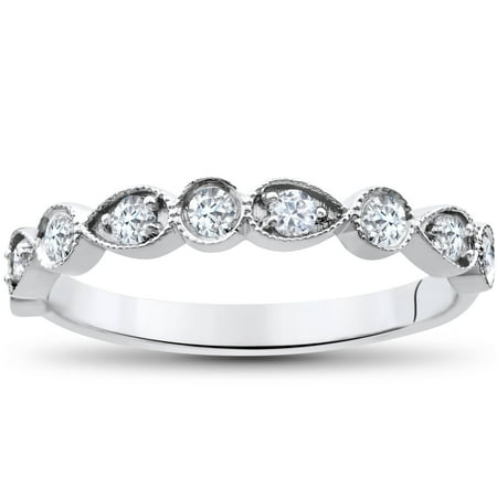 Diamond Wedding Ring 1/3 ct Stackable Womens Diamond Band 14K White ...