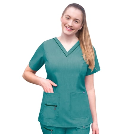 Adar Pro Scrubs for Women - Elevated V-Neck Scrub Top - P4212 - Heather ...