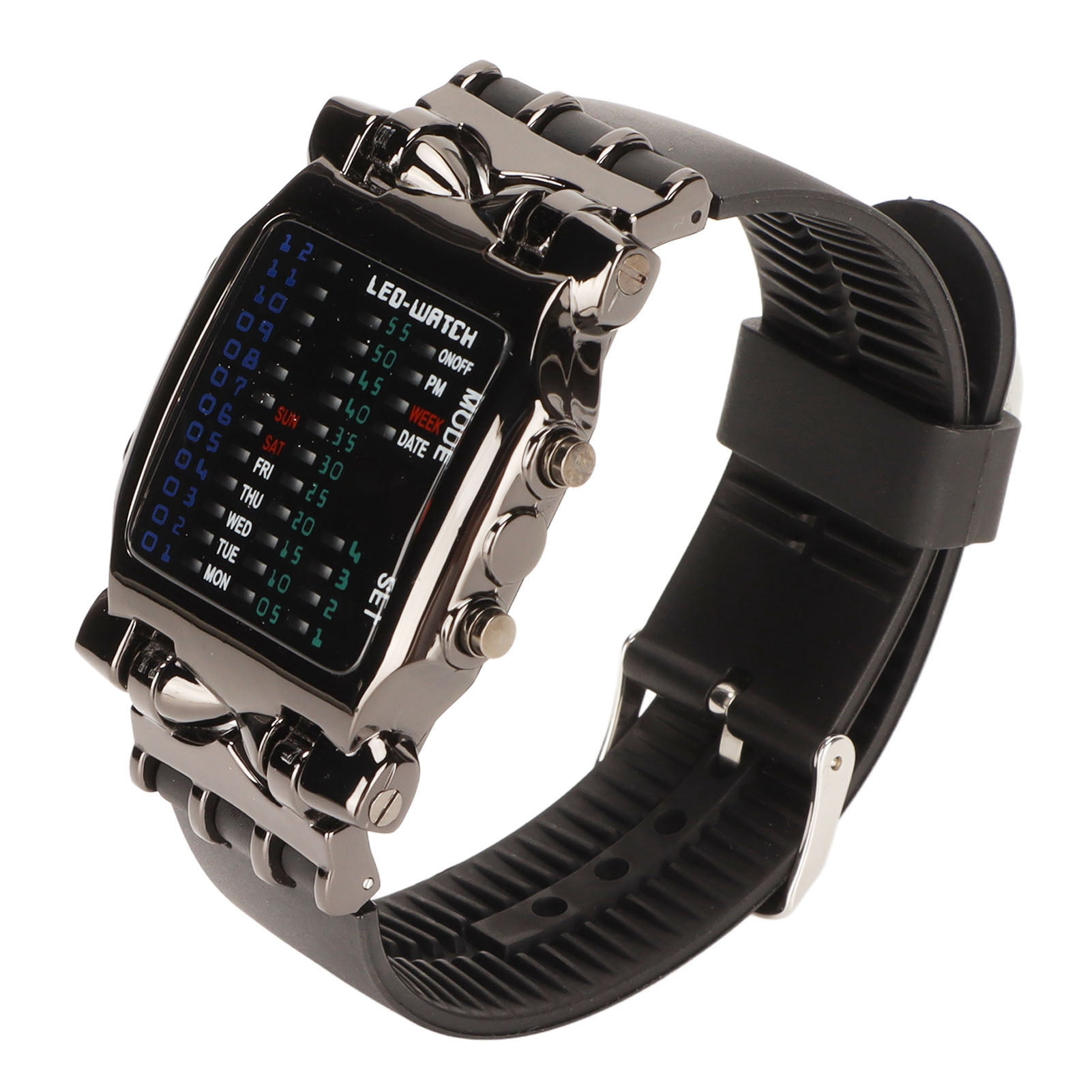Reloj binario Bling Bling cangrejo colorido LED pantalla digital correa ...