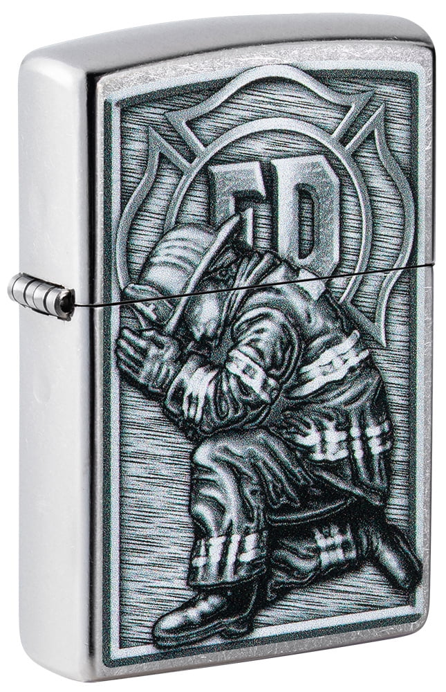 Zippo Firefighter Design Street Chrome Pocket Lighter - Walmart.com