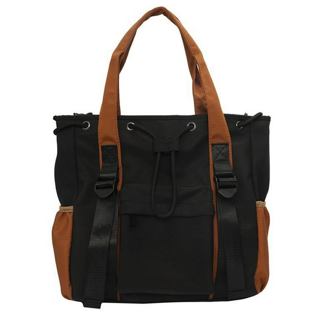 Nylon Tote Bag For Women Multi-pocket Drawstring Shoulder Crossbody Bags Splash-proof Large ...