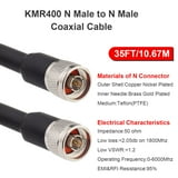 35ft KMR400 N Male to N Male Ultra Low Loss Coax Extension Cable 50ohm ...