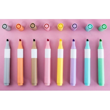 Pastel Chisel Point Highlighters Cute Assorted Ink 8 Colors Marker Pens ...